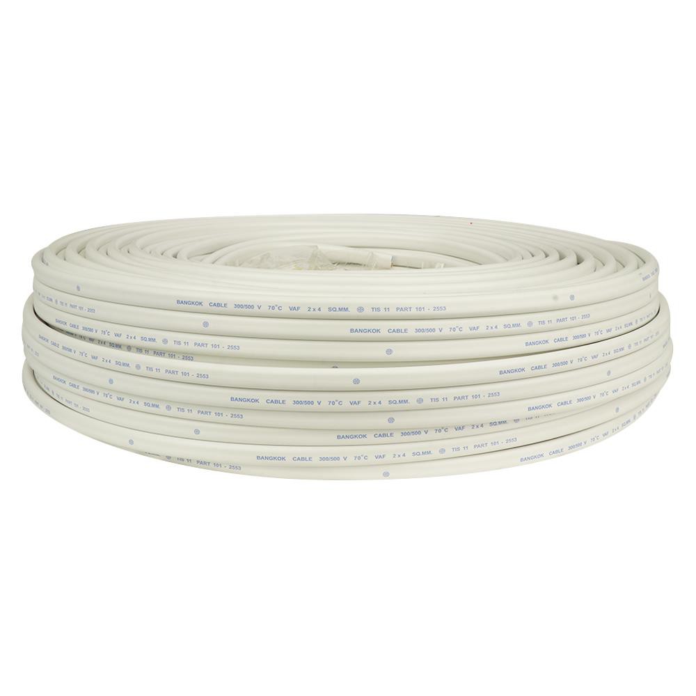 สายไฟ สายเมน สายไฟบ้าน อย่างดี มอก. VAF BCC 2x4 ตร.มม. 100 ม. สีขาว ELECTRIC WIRE VAF BCC 2X4SQ ...