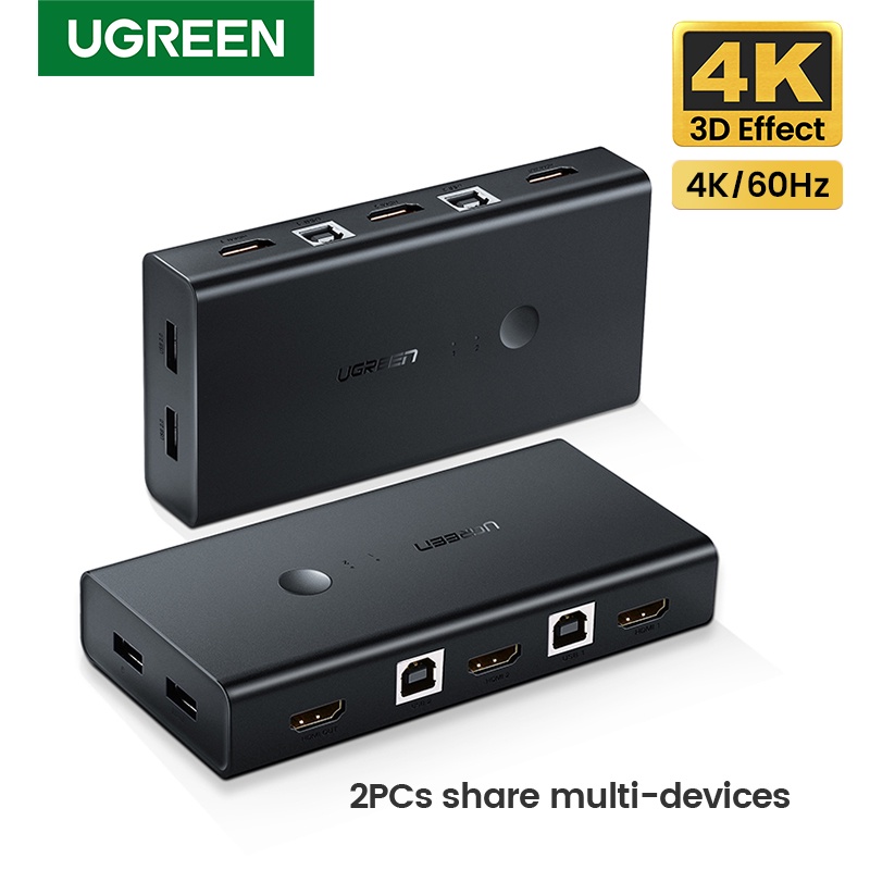 UGREEN USB HDMI KVM Switch 4K Ultra HD HDMI Switcher Box For Sharing ...