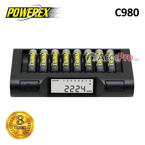 PoweRex MH-C980 C801D แท่นชาร์จ 1-8 ก้อน ชาร์จเร็ว1 ชม.แยกก้อนอิสระ ...