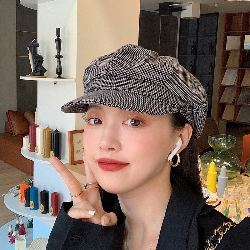 Women39s Spring Summer Visor Beret Cap Small Checkered Newsboy Cabbie ...