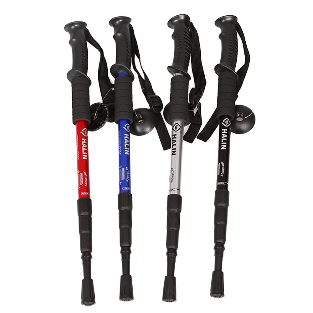 Anti Shock Hiking Walking Stick Ultralight Aluminum Alloy 4 Sections ...