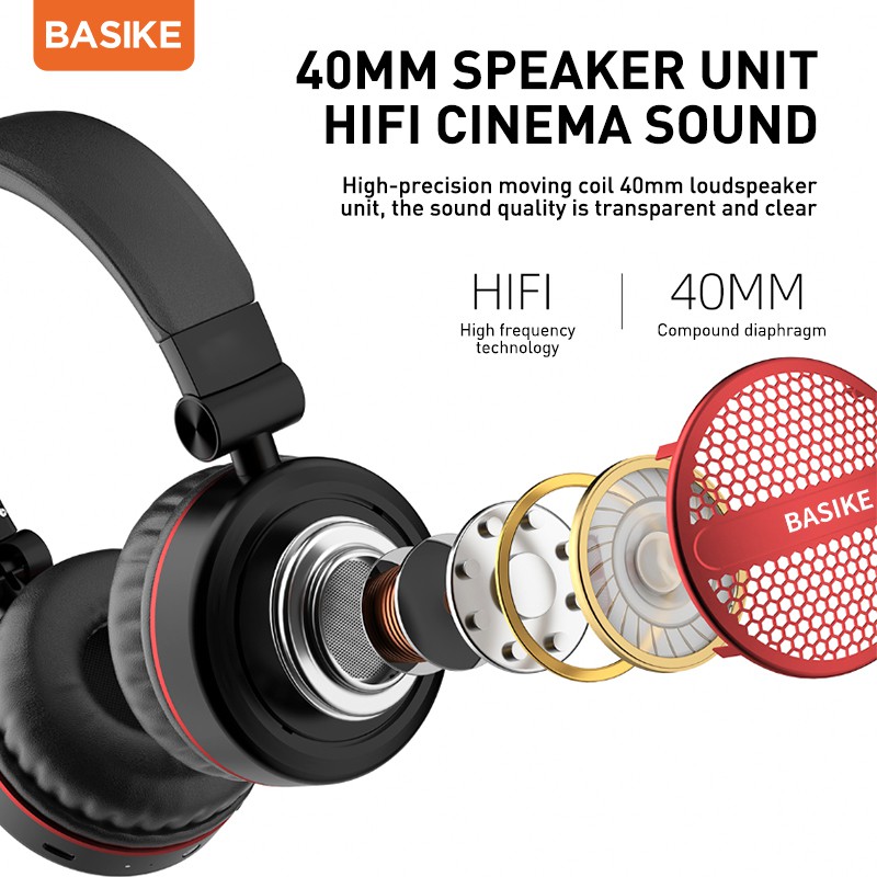 BASIKE TW75 หูฟังเกมมิ่ง มีไมค์ Gaming Headset หูฟัง คอมพ Stereo ...