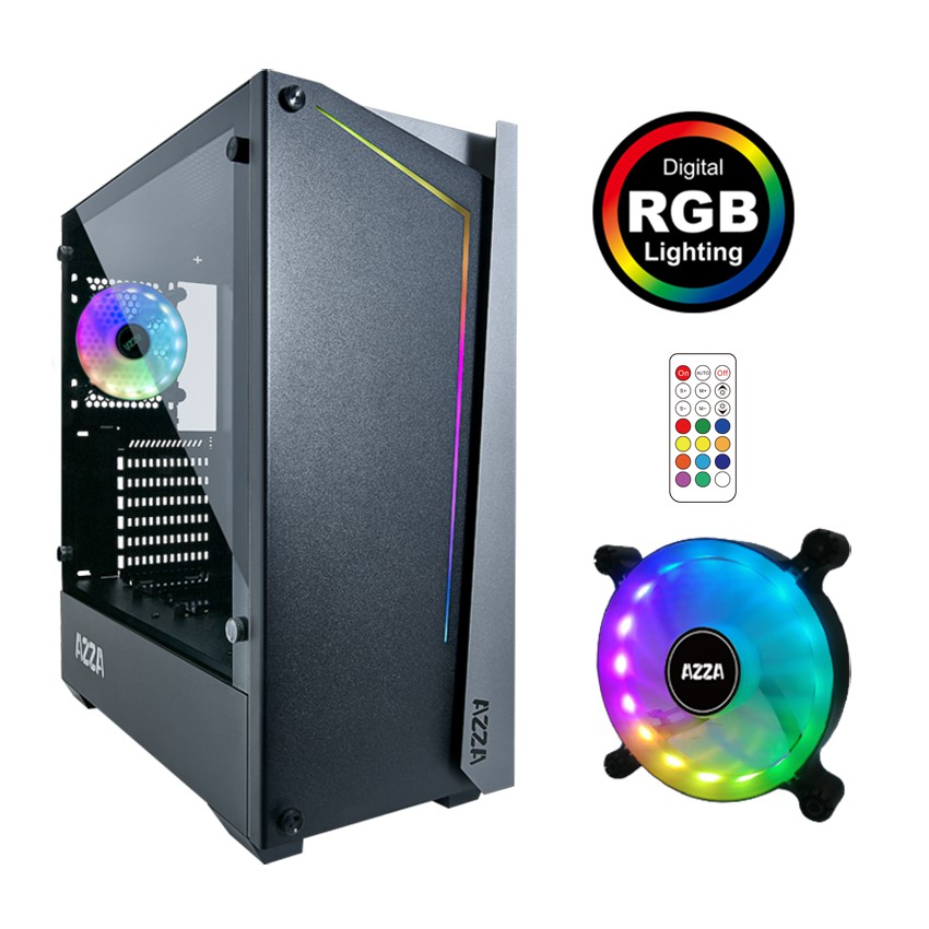 AZZA Mid Tower Tempered Glass ARGB Gaming Case APOLLO 430DF2 With RF ...