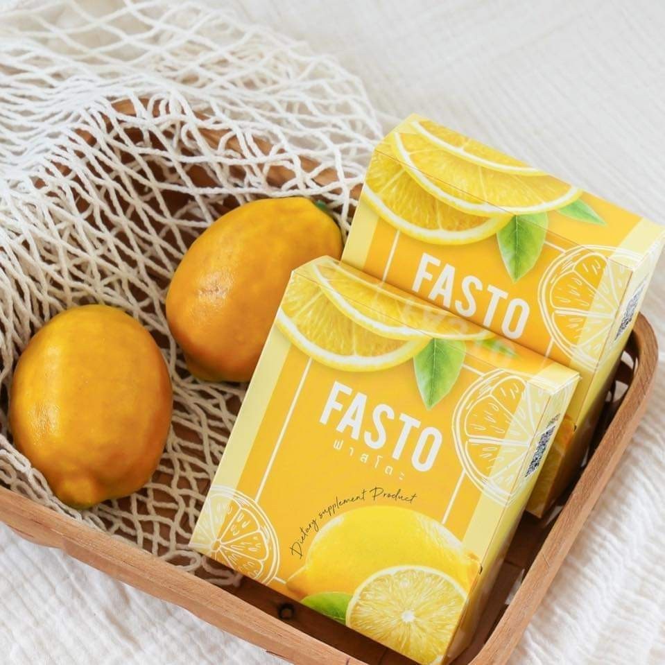 FASTO 1 กล่อง มี 7 ซอง เราใช้น้ำมะยาวเเท้ สกัดเย็น ชงดื่มง่าย วิตตามิน ...