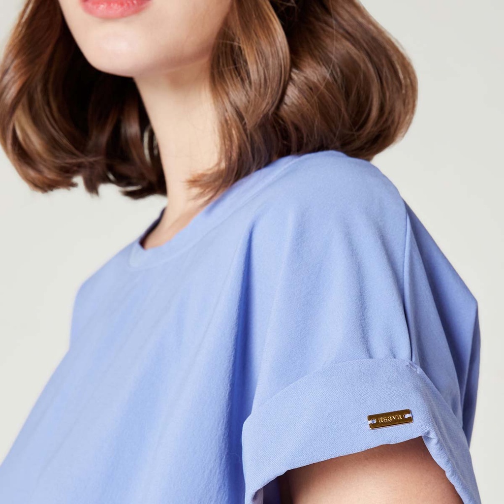 Wakingbee x Asava City Tee (Blue) เสื้อยืด คร้อป เอวจัมพ์รูด แขนล้ำ ผ้าแห้งไว ใส่สบาย สีสวยแมทช์ ...