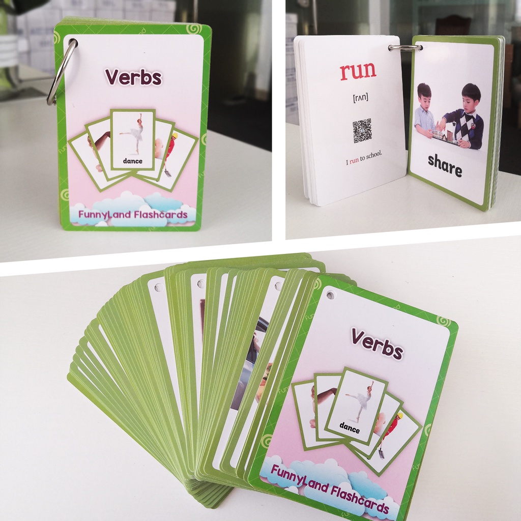 66Pcs Verbs Cognitive Card Learn English Word Literacy Game Education ...