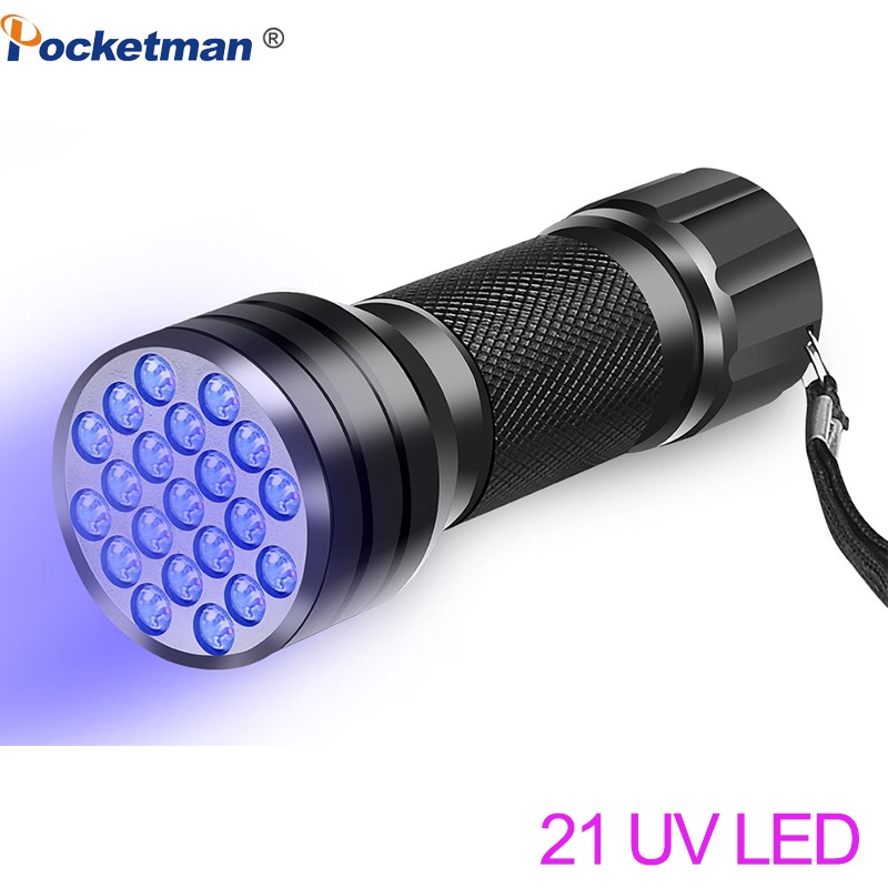 ไฟฉาย：UV Flashlight 21LED 12LED UV Light 395400nm LED UV Flashlights linterna torch Ultraviolet ...
