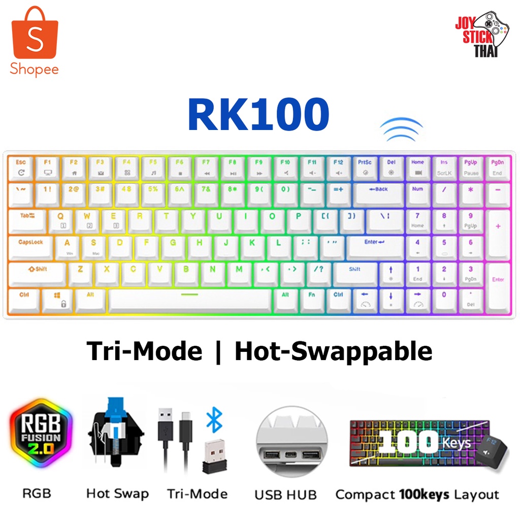 ลด 150.- ใช้โค้ด JOYSRK100 ROYAL KLUDGE RK100 RGB Hotswap 3 โหมด BT 2 ...