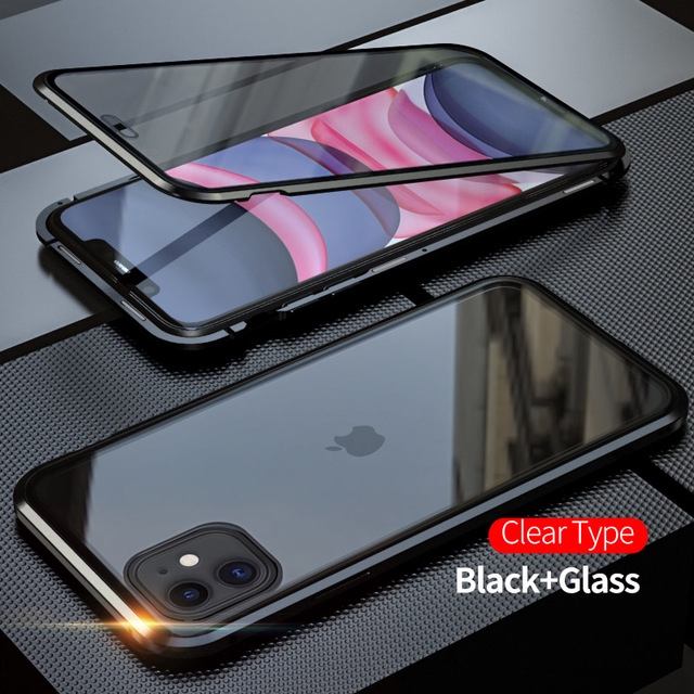 360 Full Protection Double Sided Glass Magnetic Adsorption Metal Case