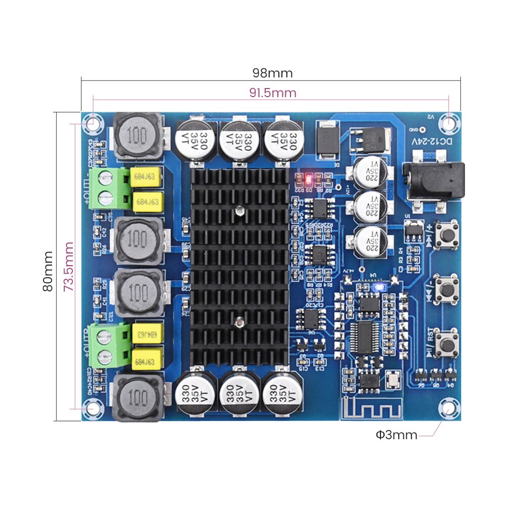 AIYIMA TPA3116D2 Bluetooth Amplifier Audio Board 50W Stereo Amplificador TPA3116 Power Amp Sound ...