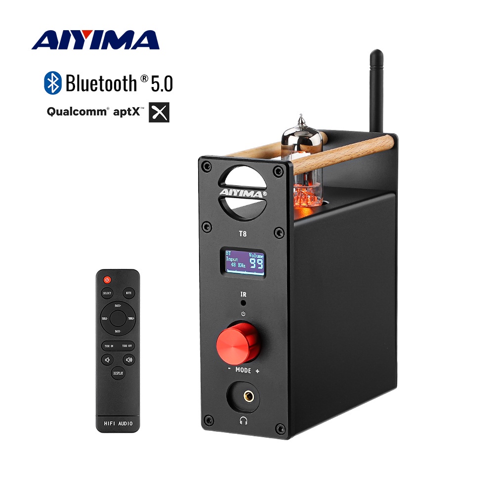 AIYIMA T8 6N3 Digital Tube Preamplifier Bluetooth 5.0 Hi-Fi Headphone Vacuum Tube Preamp for ...