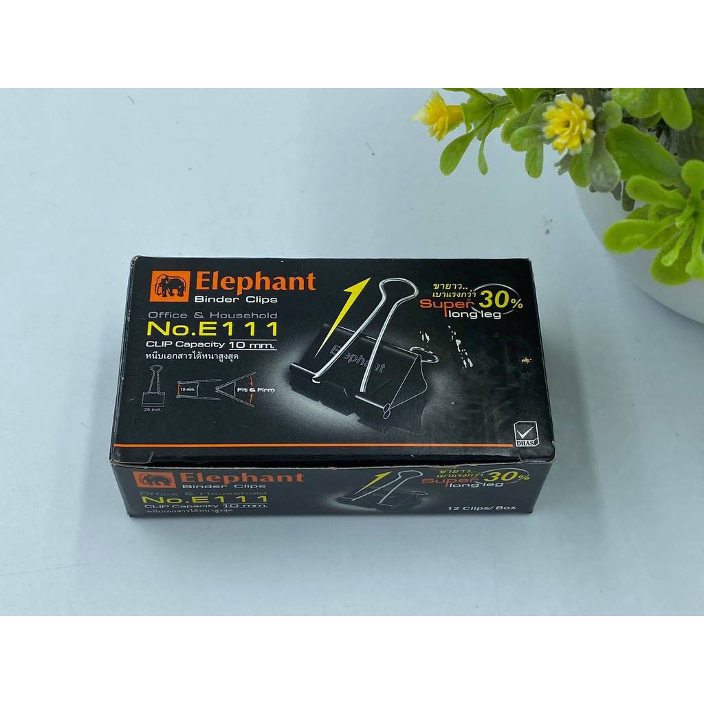 คลิปดำ 10 มม. (กล่อง12ตัว) ตราช้าง E111 | Shopee Thailand