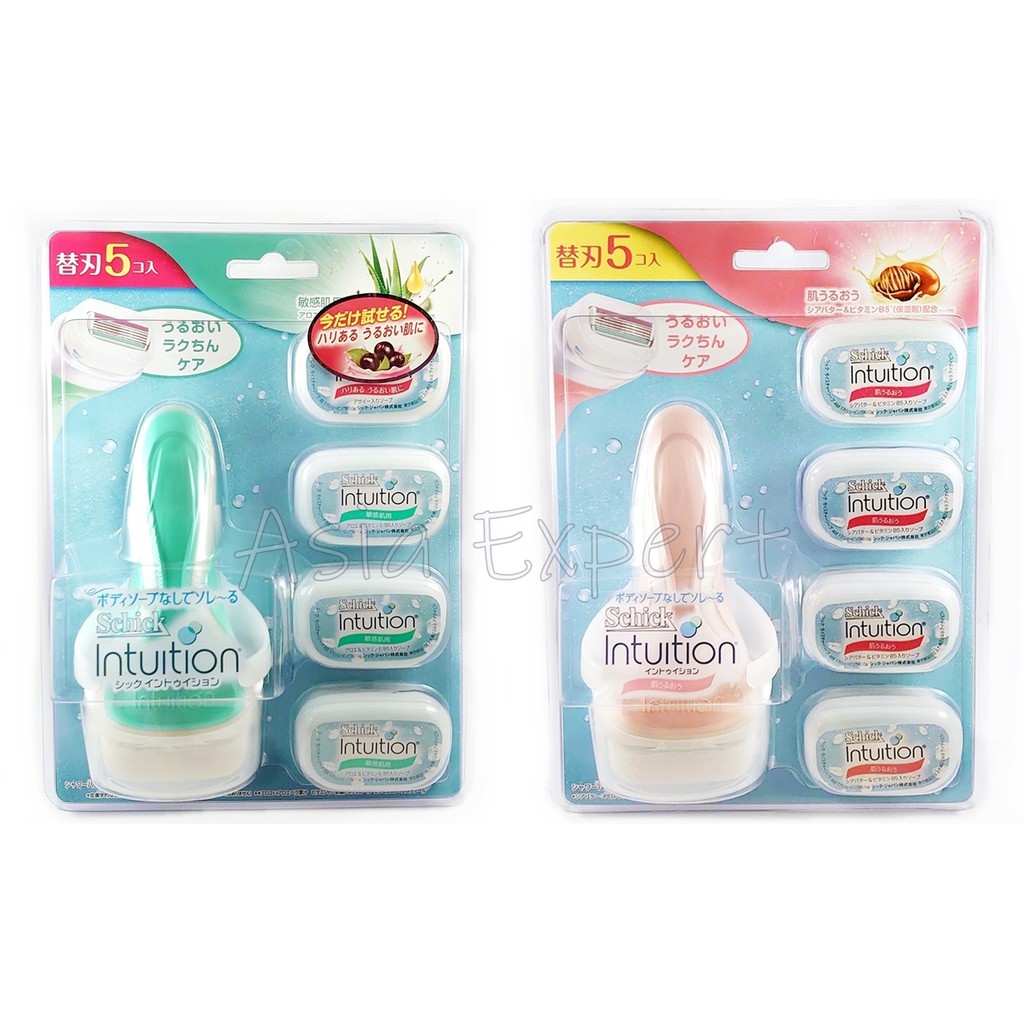 Schick Intuition Razor Club Pack Refill 5ชิ้น 2ชนิด ที่โกนขน ปลายสบู่ ...