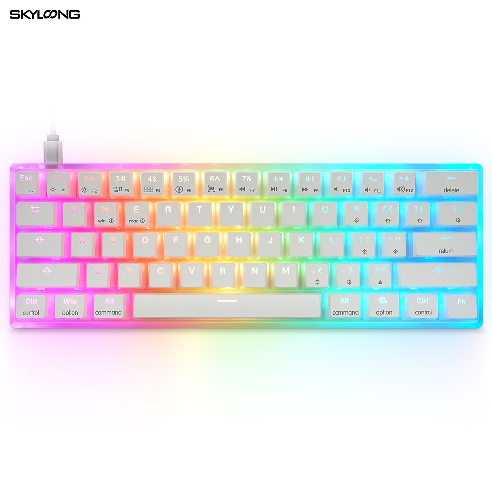 [SKYLOONG] Transparent bottom shell RGB mechanical keyboard V2-GK61 ...