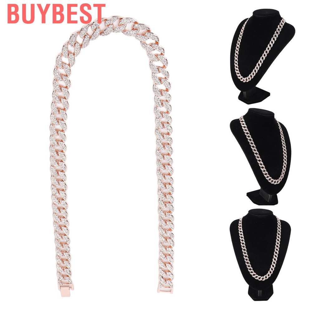 Buybest Men Women Luxury Chain Necklace Rhinestones Decor Couples ...