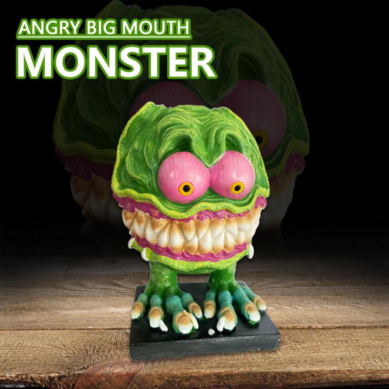 เครื่องประดับ：Angry Big Mouth Monster Statue Halloween arty Resin Craft ...