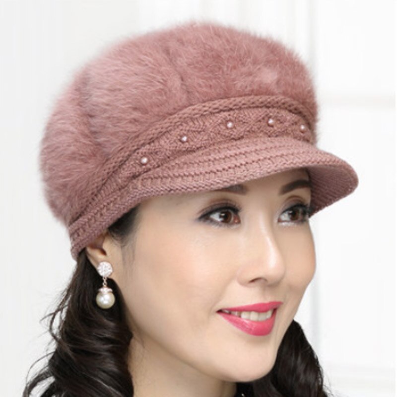 MAERSHEI Women's winter cotton hat knit middle-aged hat retro woman ...
