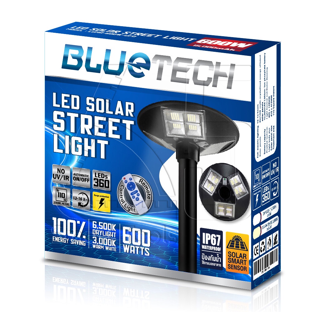Bluetech USA ไฟ UFO ไฟถนน ไฟโซล่าเซลล์ Solar Street Light UFO ขนาด 600 ...