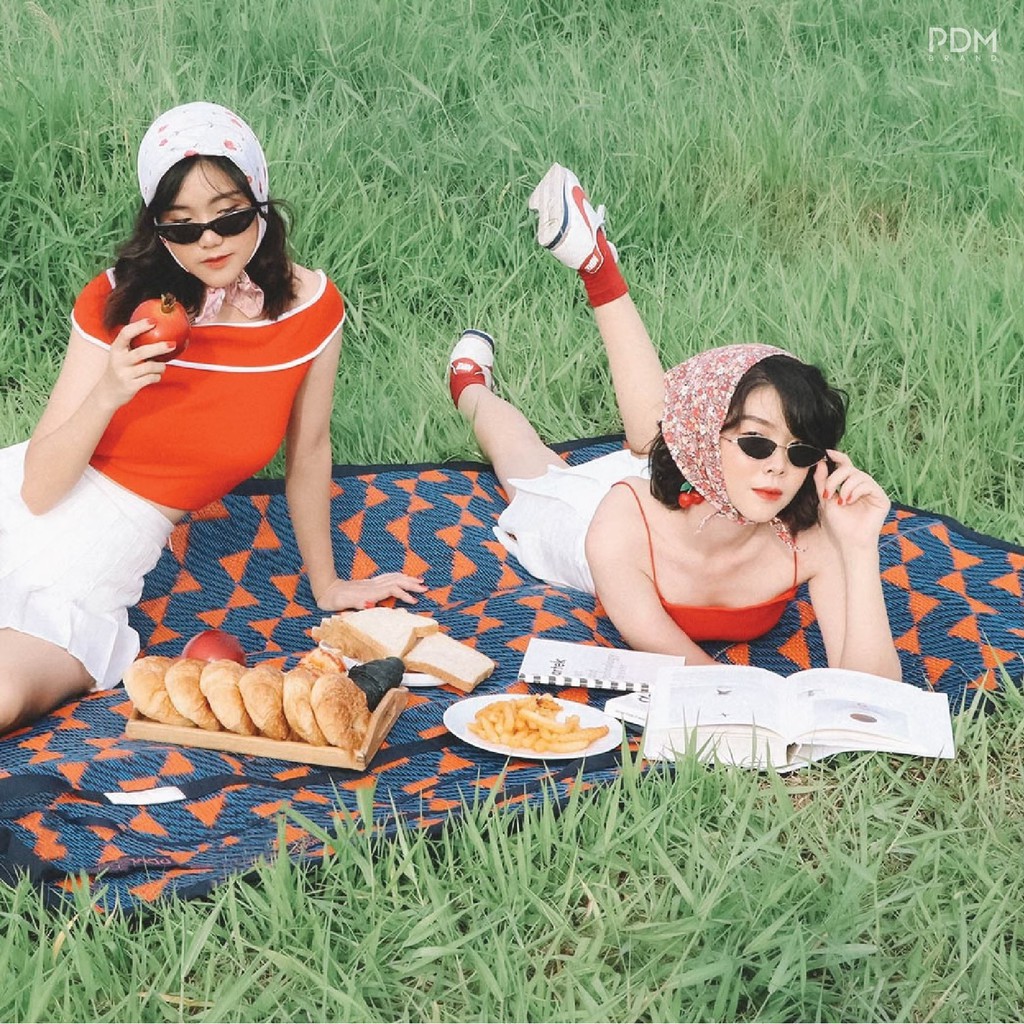 PDM เสื่อพับอเนกประสงค์ ลาย Stride (Orange-Indigo) Size M 120x180 cm ...