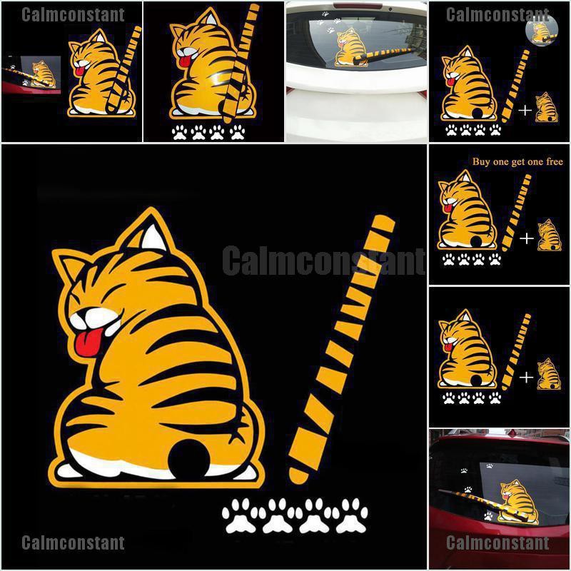 Calmconstant Funny Cat Moving Tail Stickers Window Wiper Decals Rear ...