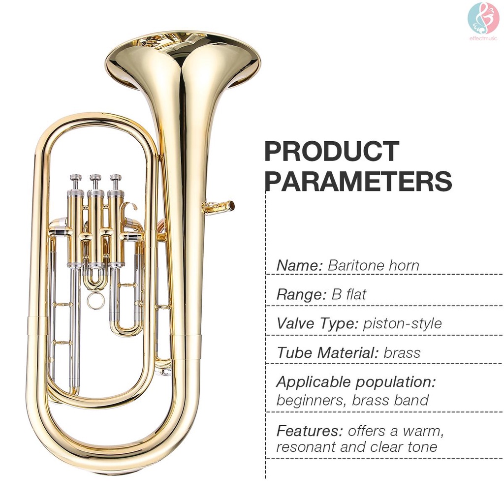 Ammoon เครื่องดนตรีแตร Bb ทองเหลือง Bb Piston-Style สําหรับผู้เริ่มต้น ...