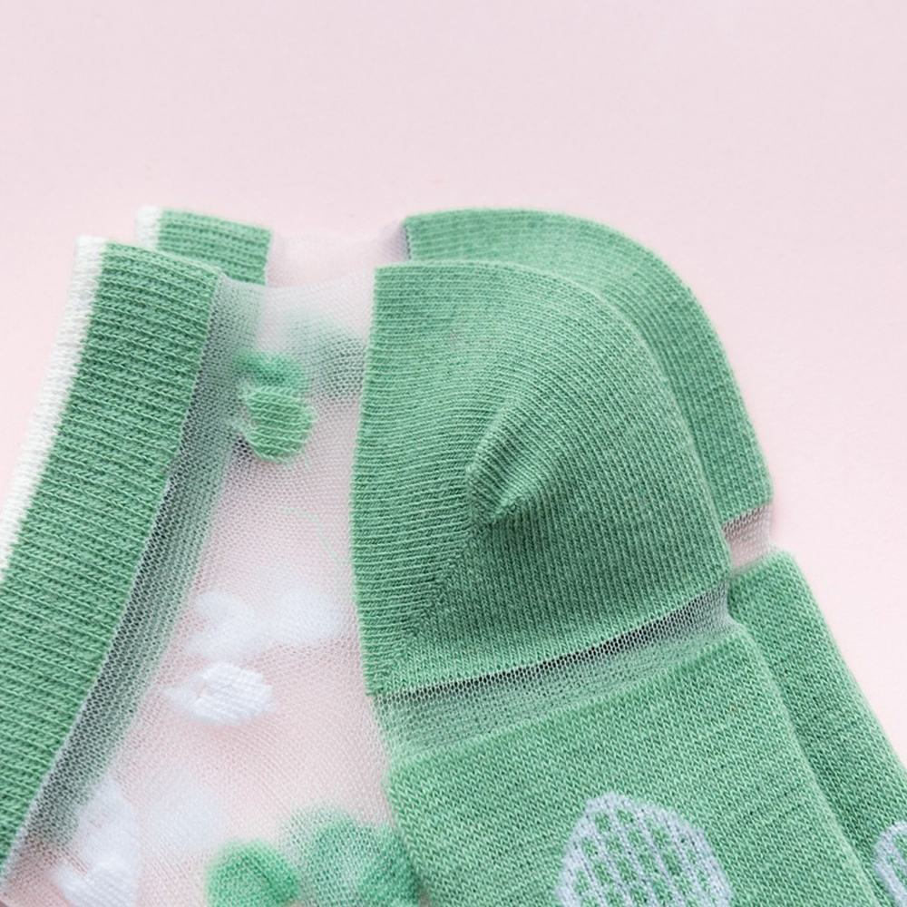 QQMALL Breathable Short Socks Transparent Glass Silk Heart Socks ...