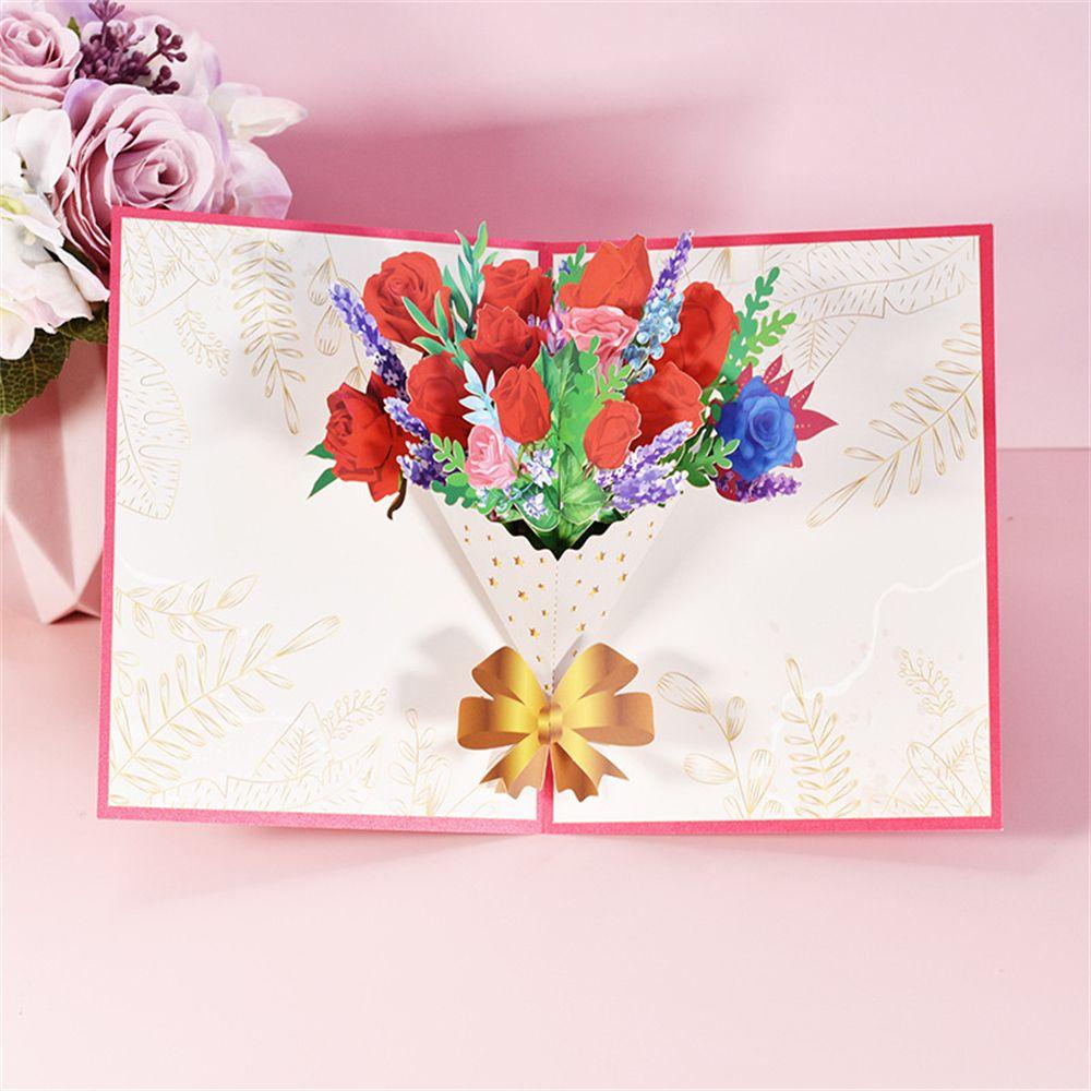 YANN>> Color printing Postcard Rose bouquet 3D three-dimensional Mother ...