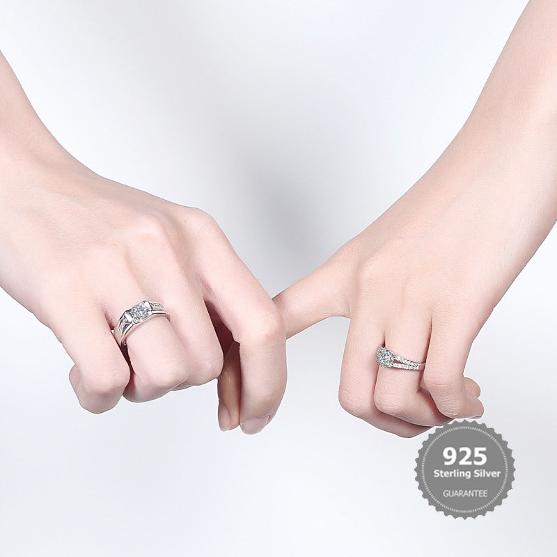 แหวนเงิน เกรด S925 ฝังเพทาย AAA หรูหรา แฟชั่นคู่รัก - ajewelry.th - ThaiPick