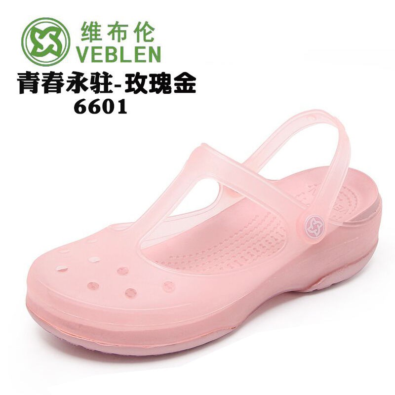 Crocs Veblen hole shoes female ins tide Baotou thick-soled beach shoes ...