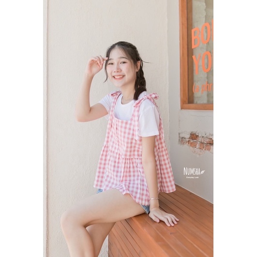 Numsha Brand เสื้อสองชิ้นเอี๊ยมสก๊อตโบว์บ่า NB22033 - numsha_brand ...