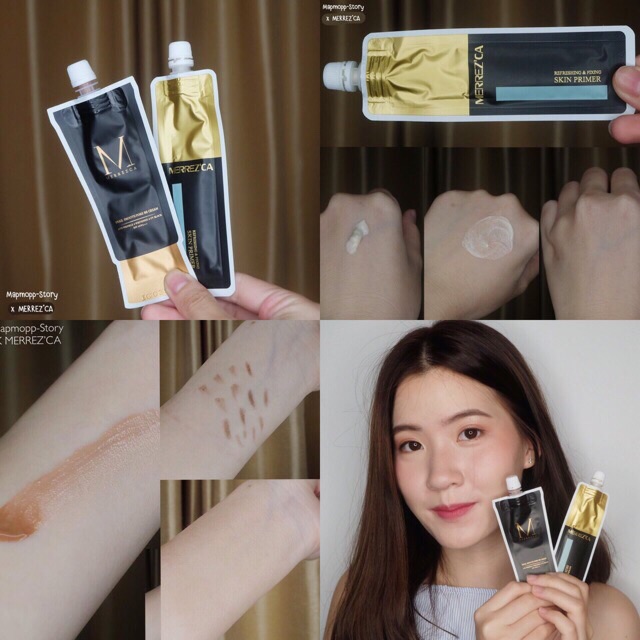 ครบทุกแบบ???? MERREZCA TESTER ครีมซองเมอเรสก้า skin up light green ...