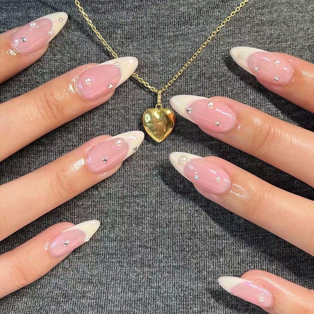 EMILEE 24pcsBox Press On Nails Almond False Nails Artificial Nail Tips ...
