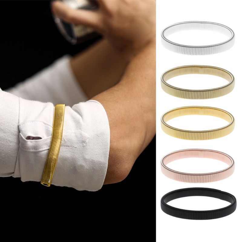 Arm Warmer Shirt Sleeve Holder Metal Anti-Slip Elastic Bracelets ...