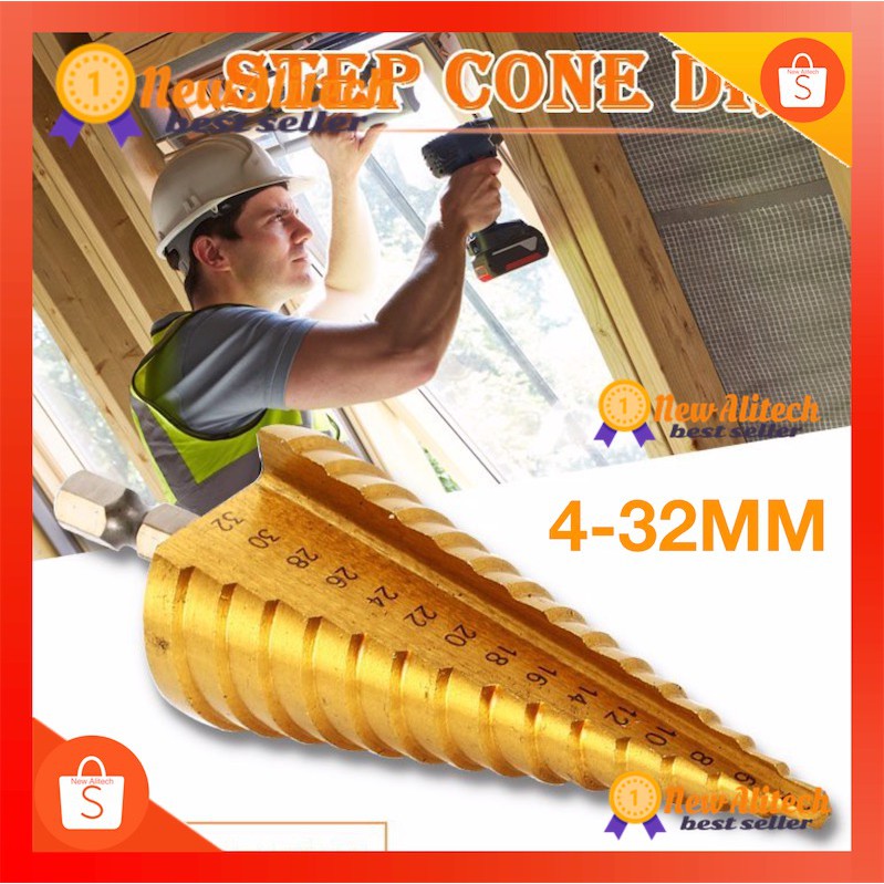 ดอกสว่าน ดอกเจดีย์ Large HSS Steel Step Cone Drill Countersink Titanium ...