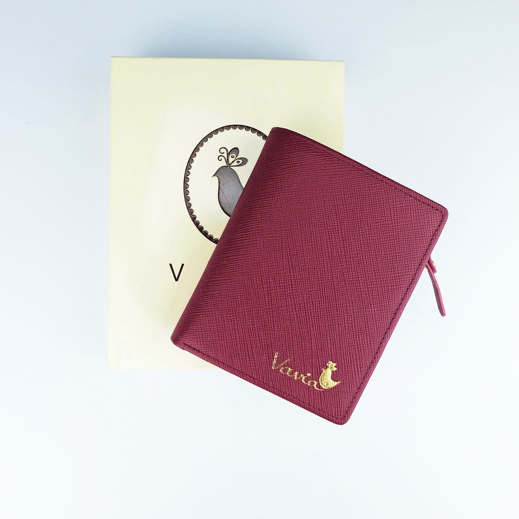 กระเป๋าสตางค์หนังแท้ รุ่น Pocket Book สีแดงเบอร์กันดี Burgundy Red ...