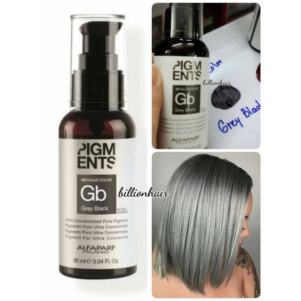 Alfaparf Pigment Metalic #Grey Black แม่สีชนิดน้ำสีเทา เหมาะสำหรับผมที่ ...