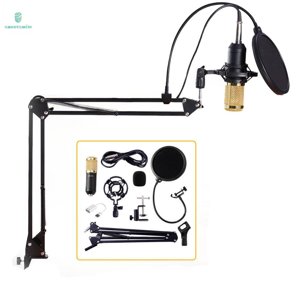 Condenser Microphone Mic Kit with Stand Broadcasting Studio Recording ...