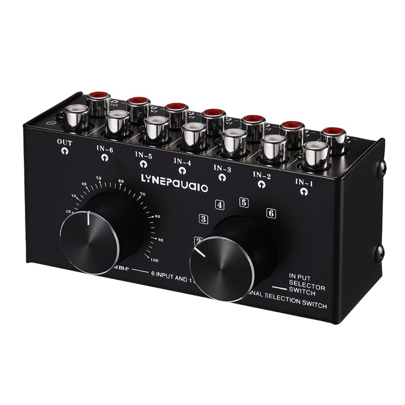 อุปกรณ์คอมพิวเตอร์ 6 Input 1 Output Switcher Audio Source Selection Switcher Rca Audio Input