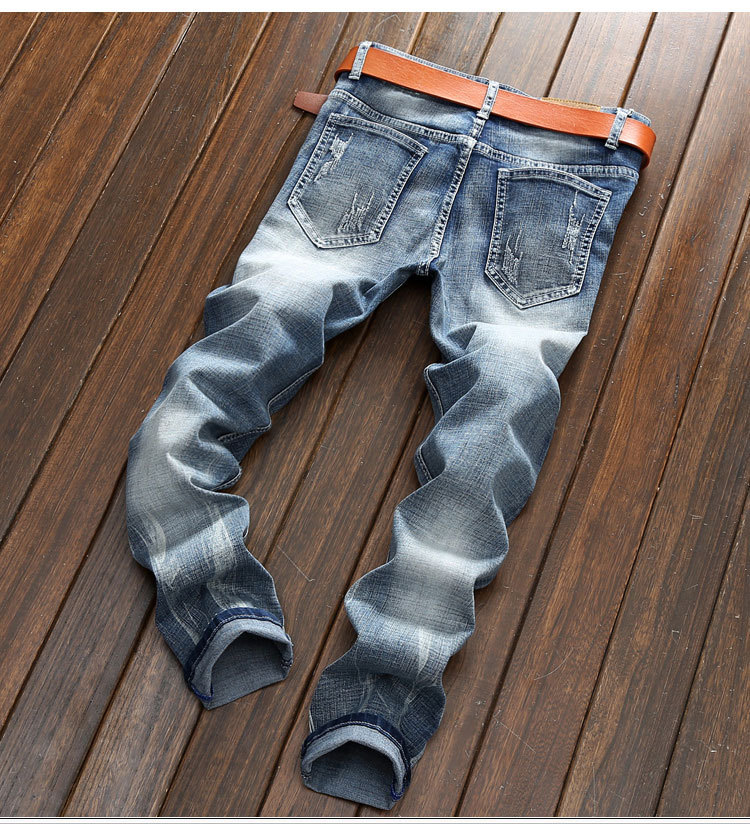 European and American Ripped Jeans Men's Trendy Beggar Men's Jeans Slim ...