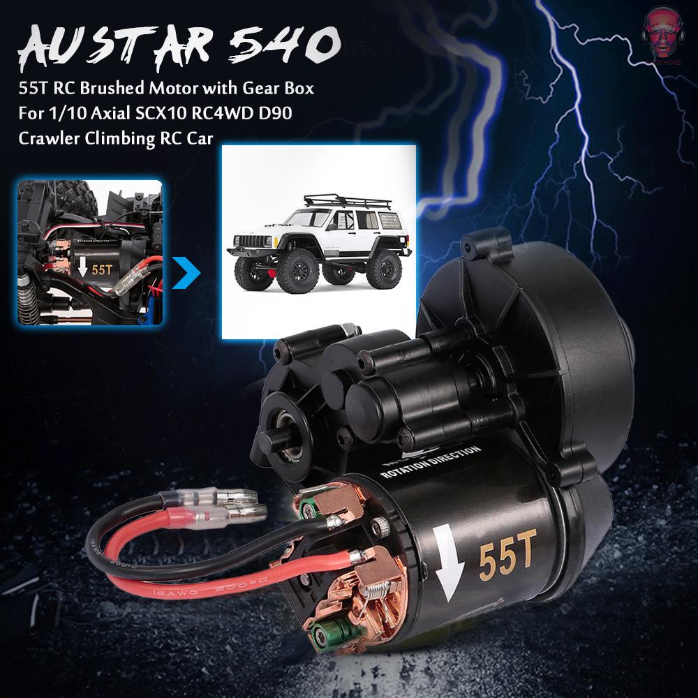 NEW AUSTAR 540 55T RC Brushed Motor with Gear Box for 110 Axial SCX10 ...