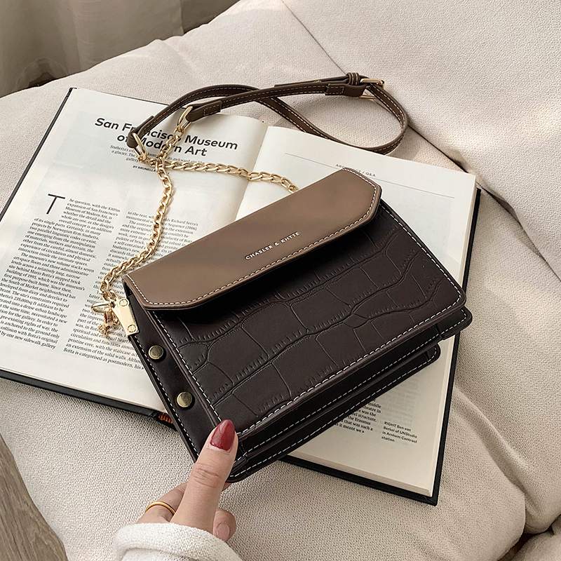 Hong Kong style retro bag bag women's fashion texture single shoulder ...