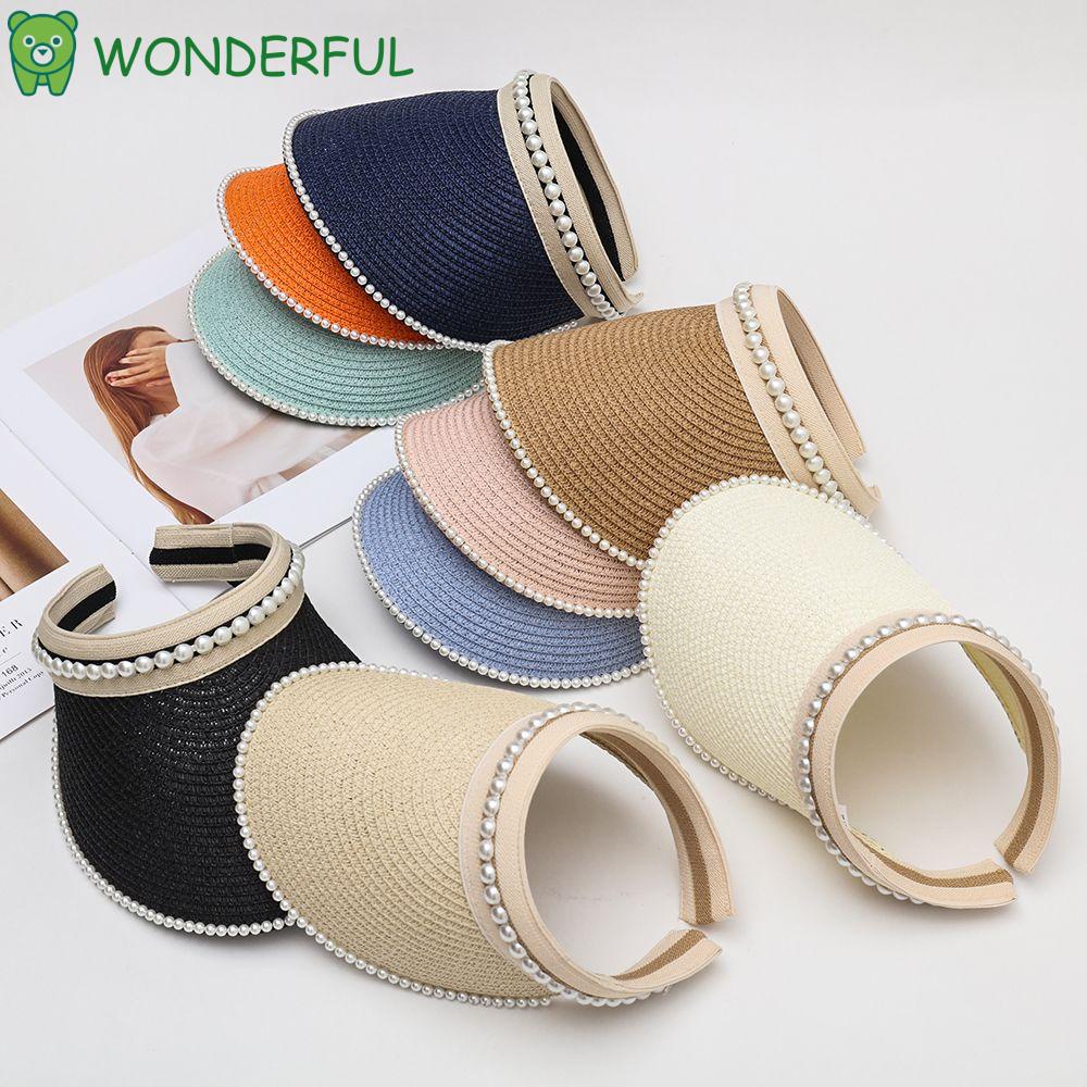 สีสวยมากๆ Korean flower lace strap empty top hat female sun visor ...