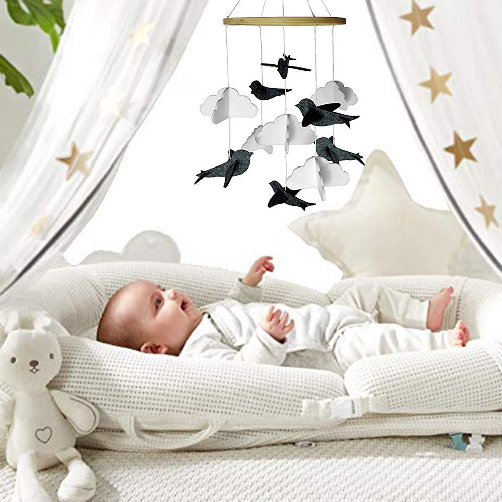【high】Baby Crib Mobile Birds Clouds Felt Baby Ceiling Hanging Nursery ...