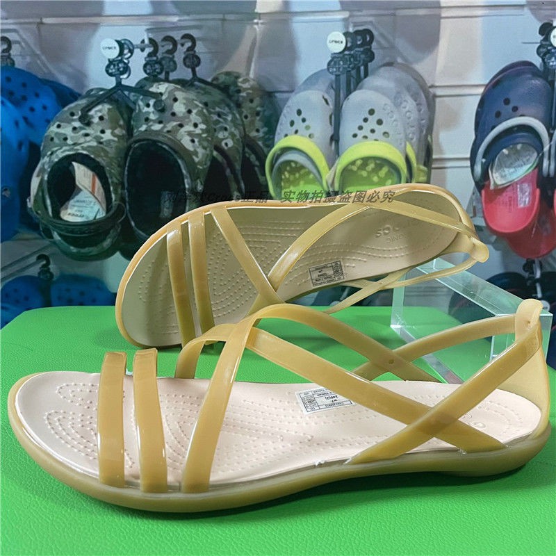 ใหม่Crocsอิซาเบลาเข็มขัดคาโปจิแฟชั่นสบายๆผู้หญิงแบนรองเท้าแตะชายหาดและ ...