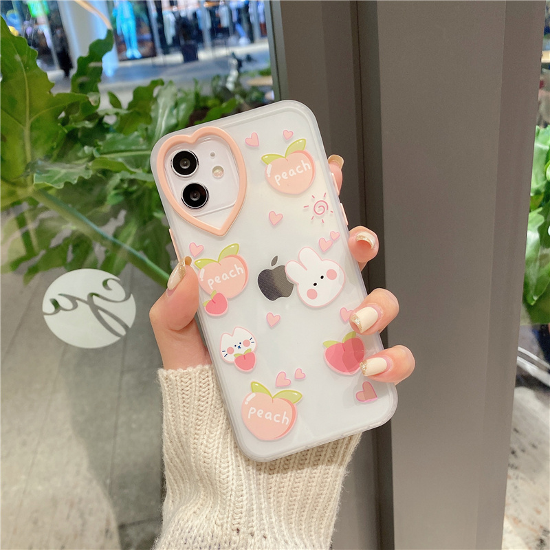 for iPhone 12 Pro Max Peach bunny Soft shell Anti-fall 12mini 7plus xr ...