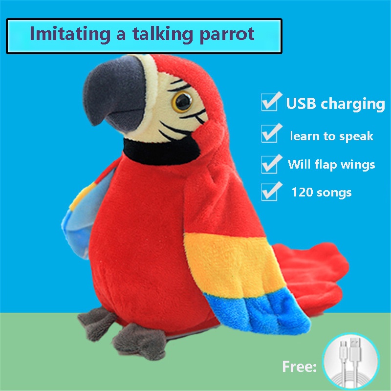 20 songs new electric plush parrot toy. Recording learning to talk ...