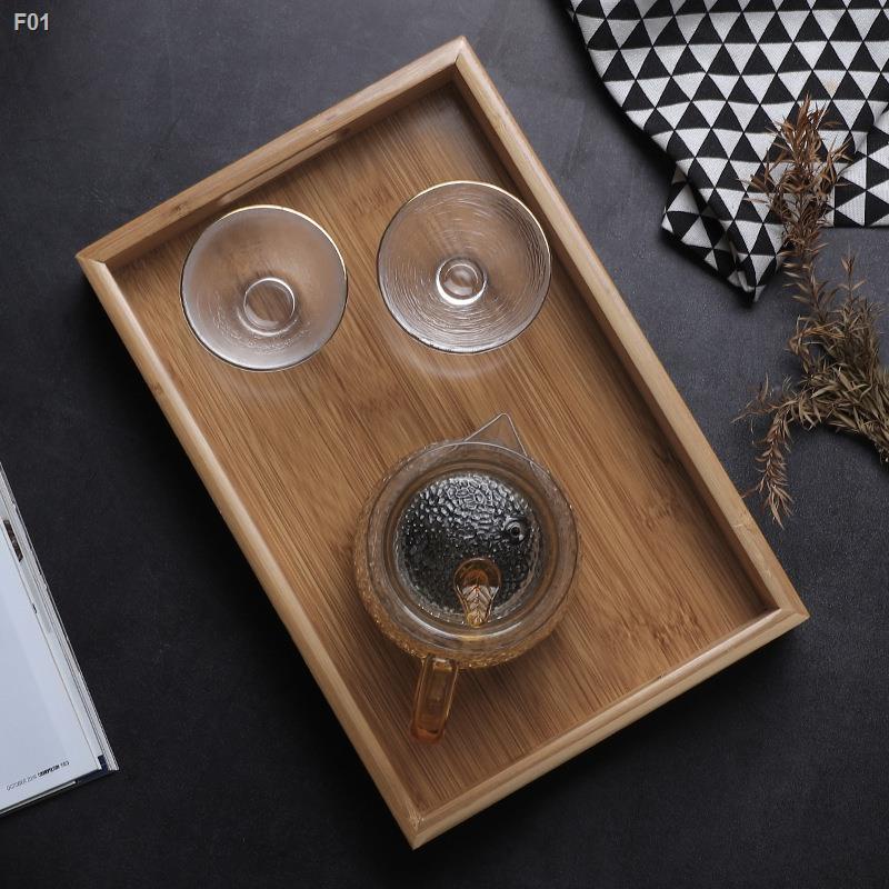 codBamboo Fruit Tea Tray Rectangle Wood Tray Tableware Food Dessert ...