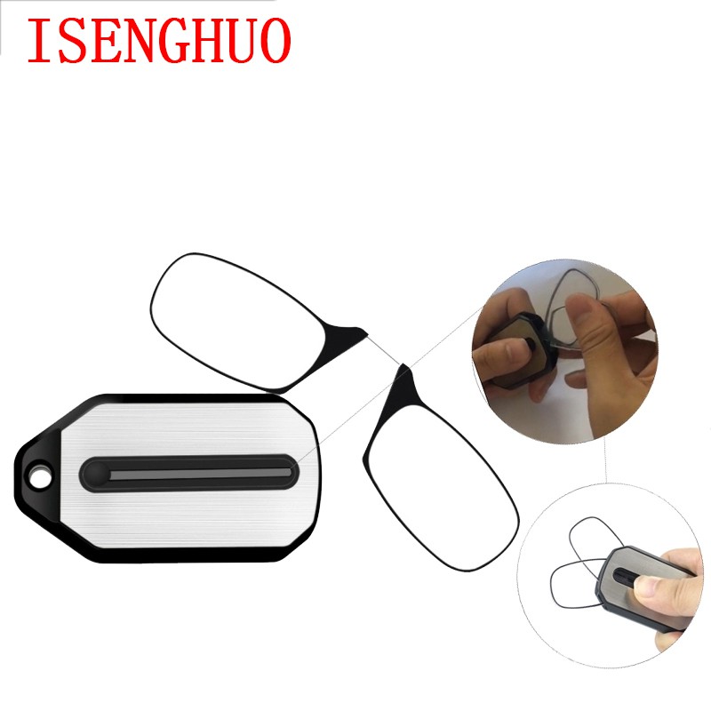 แว่นตาMini Keychain Reading Glasses Women Nose Clip On Thin Foldable ...