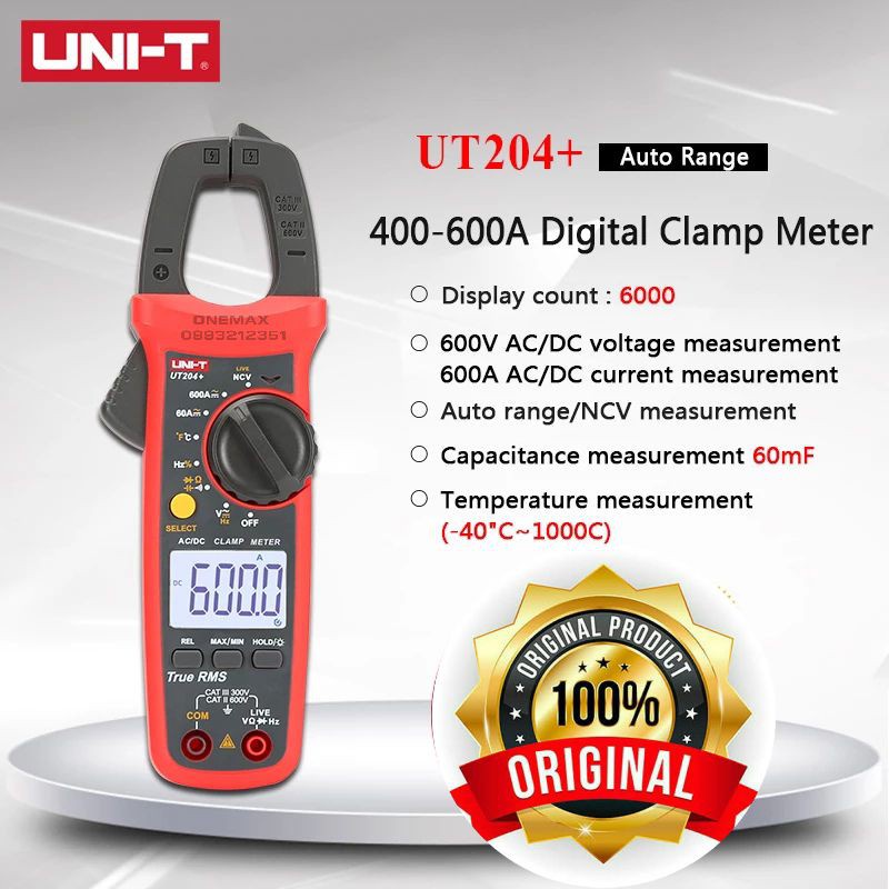คลิปแอมป์ UNI T UT204 digital clamp meter คล้มป์มิเตอร์ มิเตอร์วัดไฟ ...