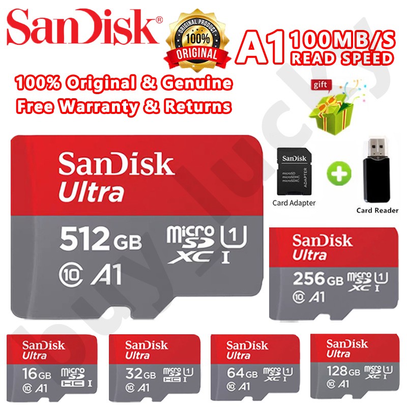 100MB/S ULTRA A1 Class 10 Micro SD Memory Card 16G/32G/64GB/128GB/256GB ...